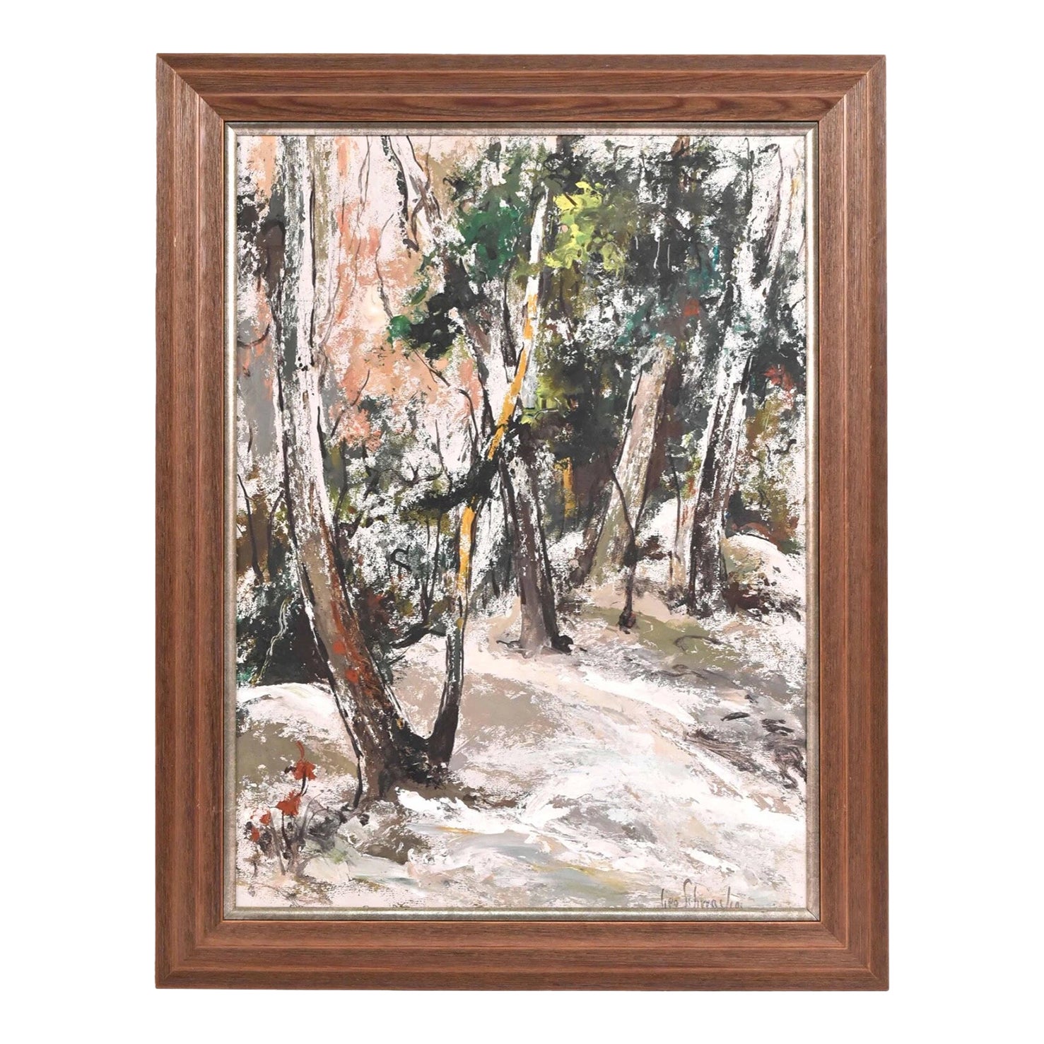 Vintage George Schwacha Oil - Board Winter Wood Landscape Expressionism ...