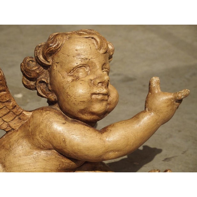 18th Century French Carved Sculpture of a Flying Cherub | Chairish