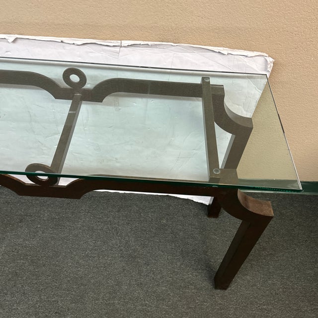 Custom Design Architectural Metal + Glass Console Table | Chairish