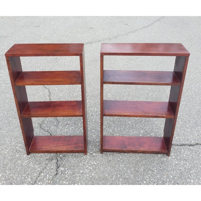 Pair of Medium Size Solid Cherry Open Bookcases | Chairish