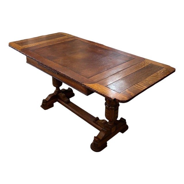 Antique Oak Refectory Draw Leaf Dining Table | Chairish