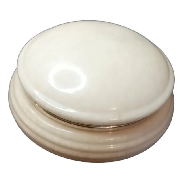 1980s Solid Alabaster Made in Italy Round Hinged Trinket Box | Chairish