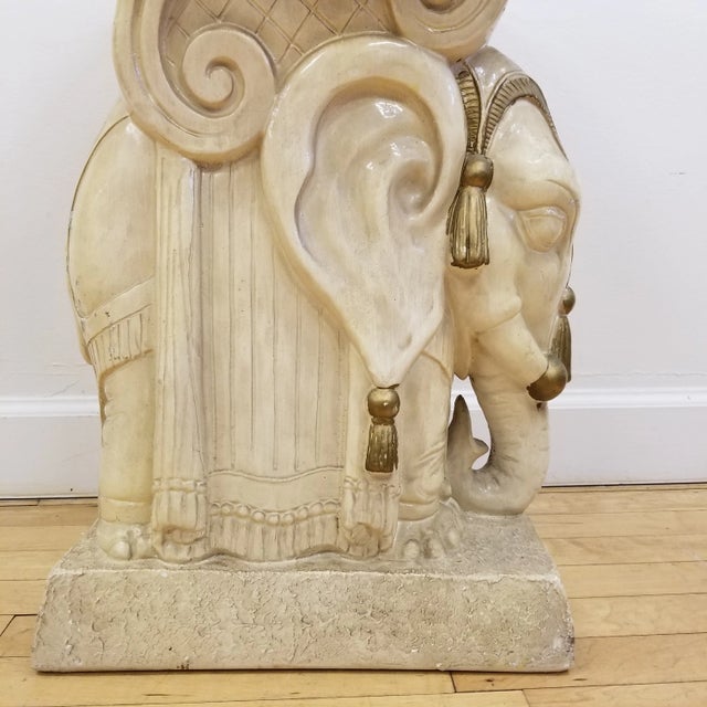 Hollywood Regency 1950's Elephant Side Table With Marble Top | Chairish