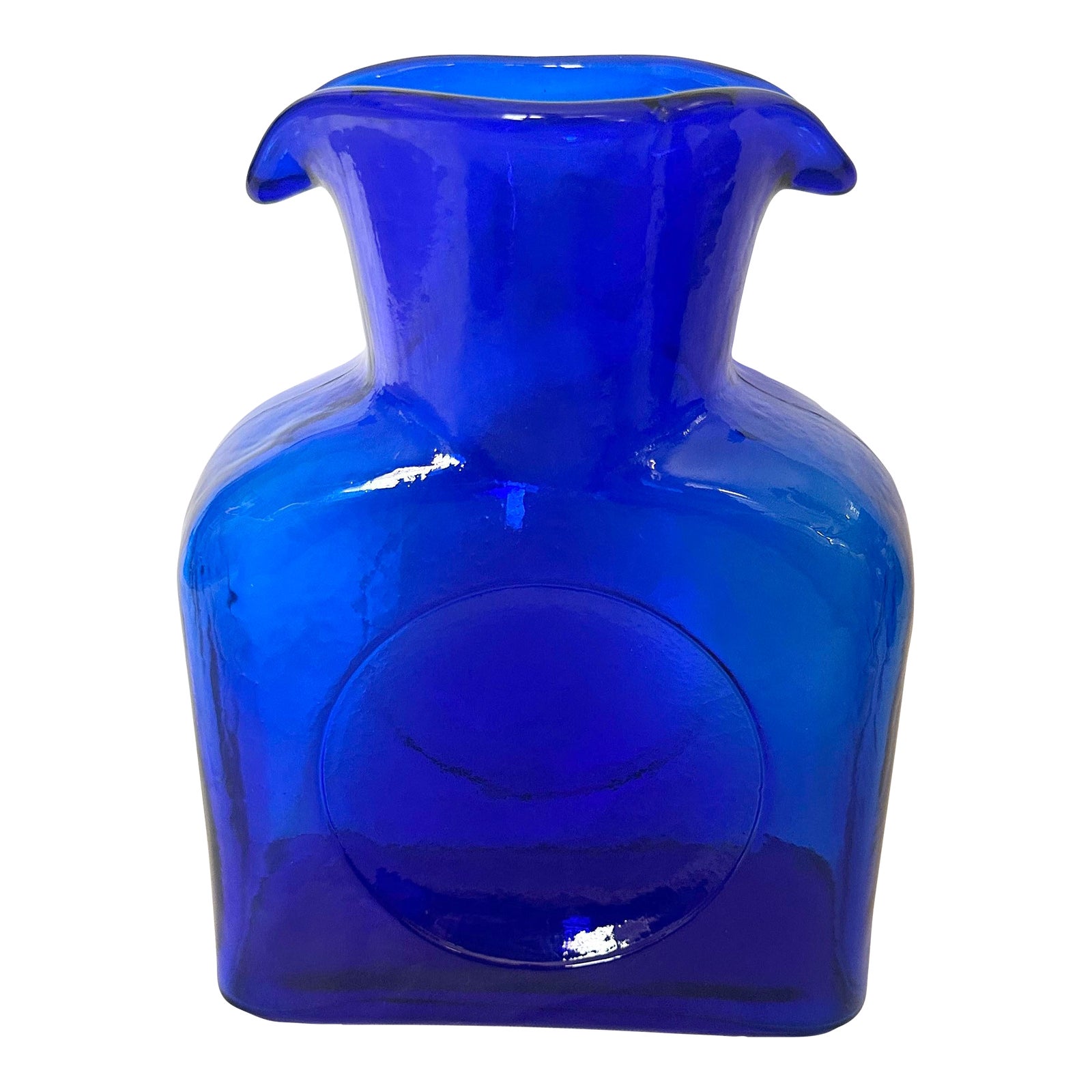 Blenko Cobalt Blue Water Bottle | Chairish