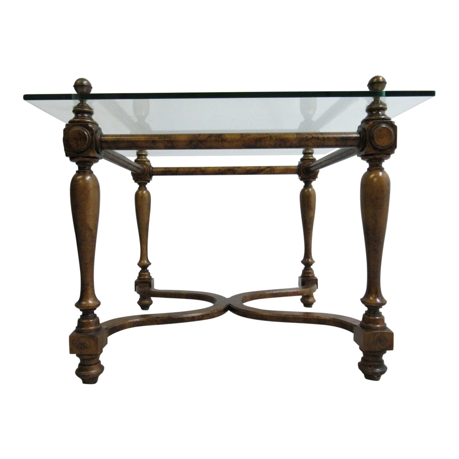 Vintage French Regency Faux Painted Tortoise Shell Lamp End Table ...