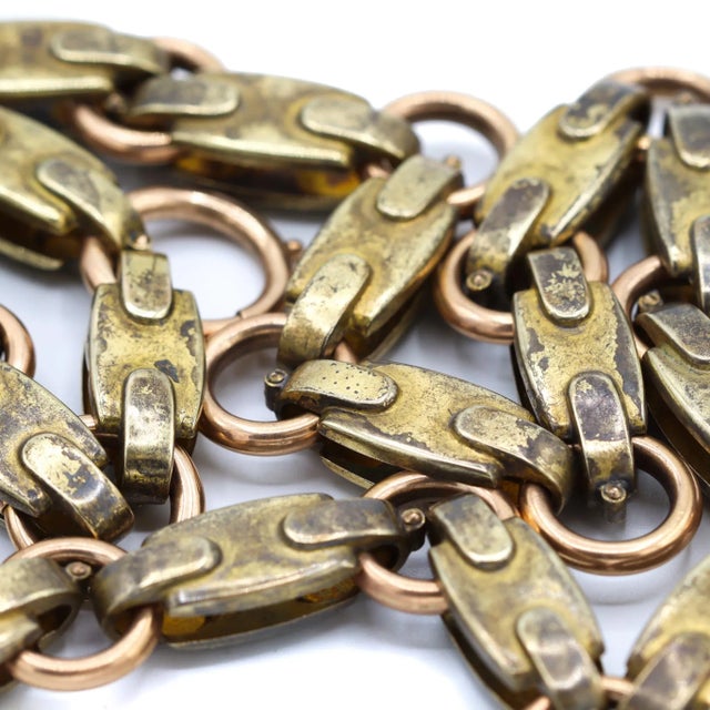 Antique Victorian Bronze 18k Gold Heavy Link Chain Necklace | Chairish