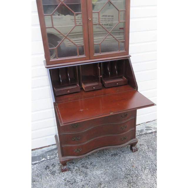 Mahogany Ball and Claw Feet Tall Secretary Desk | Chairish