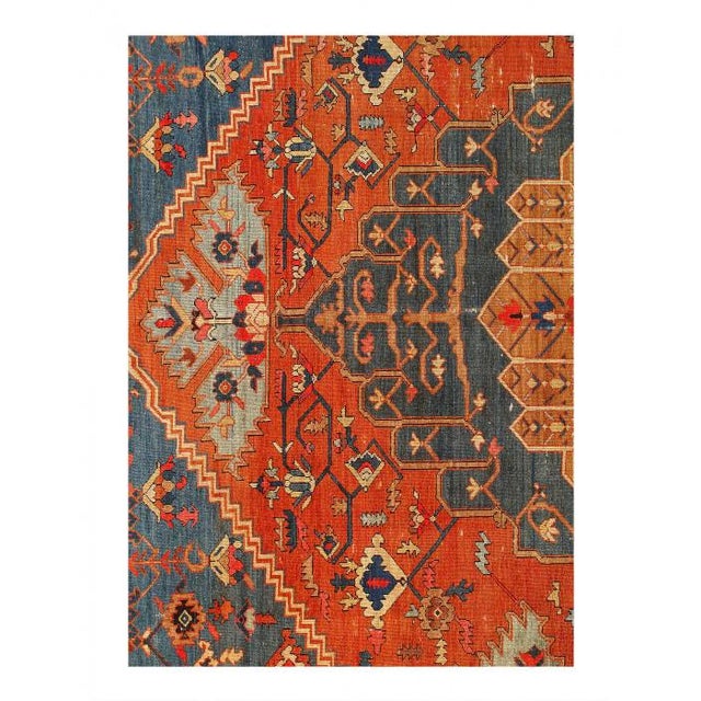 Fine Hand Knotted Persian Antique Serapi Rug | Chairish