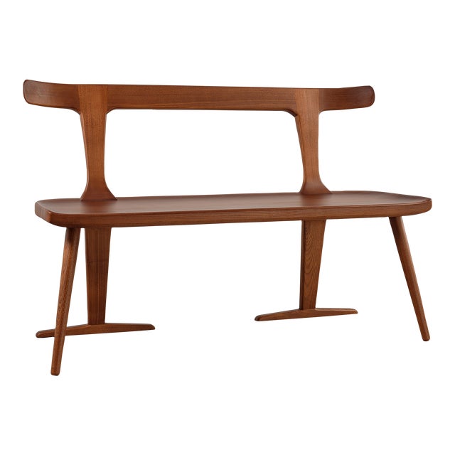 Mid-Century Modern Ash Solid Wood Brown Entryway Bench | Chairish