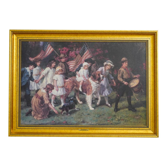 Knowles Oil Painting on Canvas Girls Dog & Scout | Chairish
