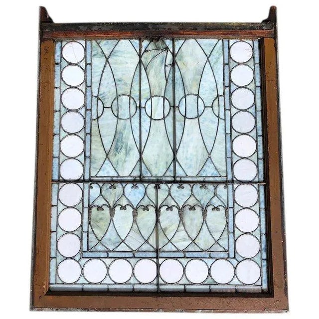 American Tiffany Style Stained and Leaded Opalescent Glass and Pine ...
