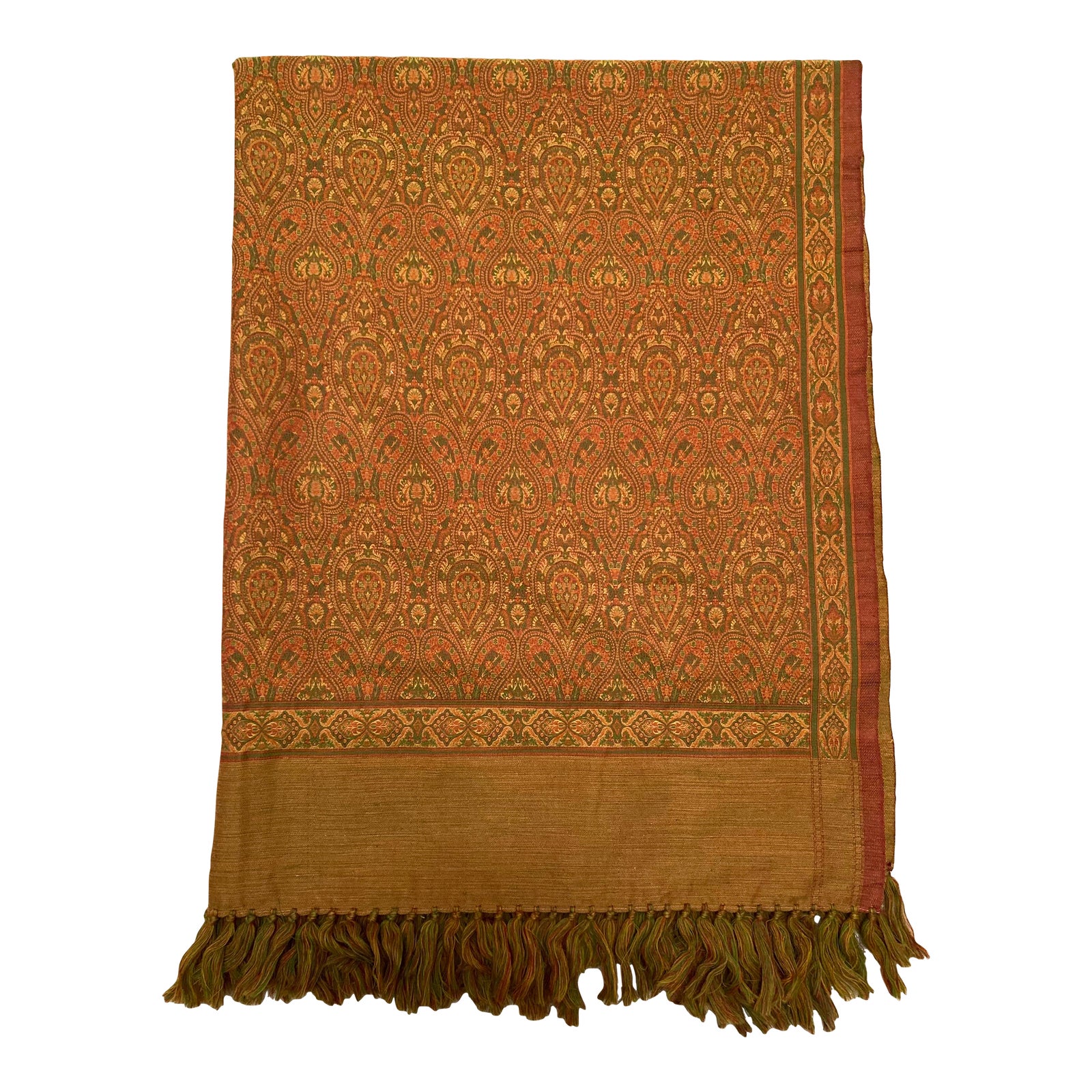 Vintage Indian Decorative Wool Jacquard Throw | Chairish