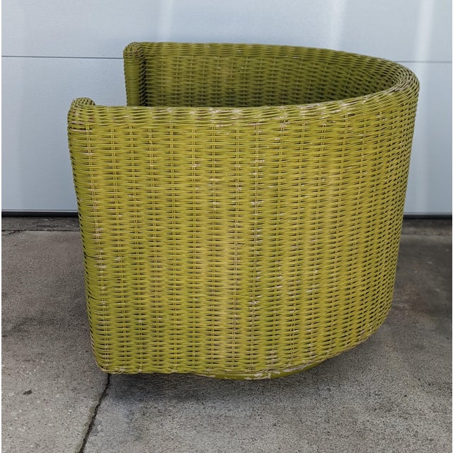 1960s Vintage Modern Wicker Barrel Swivel Lounge Chair | Chairish