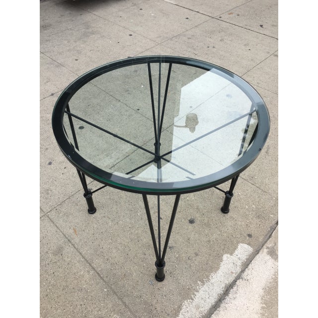 1970s Post Modern Glass Top Round Metal Side Table | Chairish