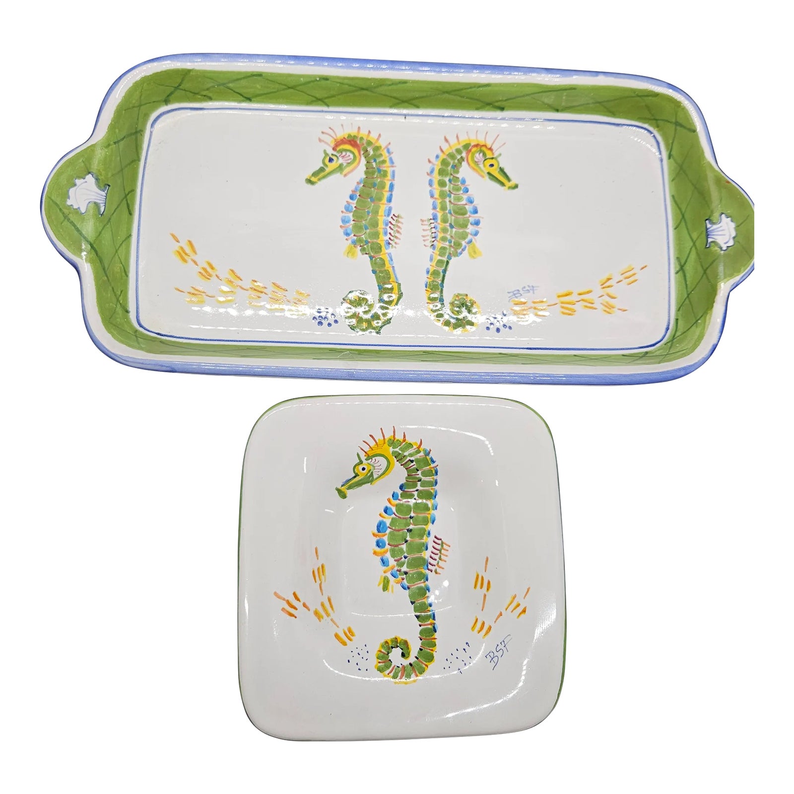 Barbara Finsness Bermuda Seahorse Hand Painted Italy Signature ...