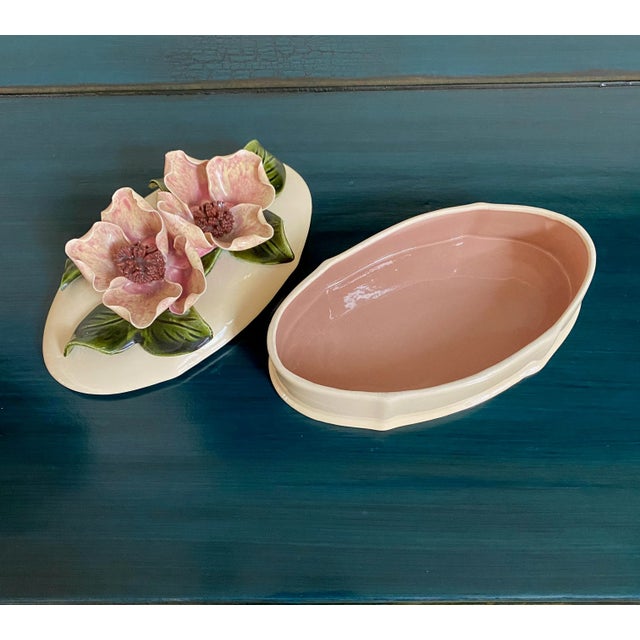 Late 19th Century Magnolia Covered Ceramic Box | Chairish