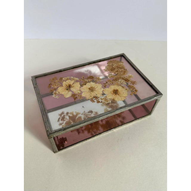 Vintage Handcrafted Stained Glass Keepsake Box With Pressed Flowers ...