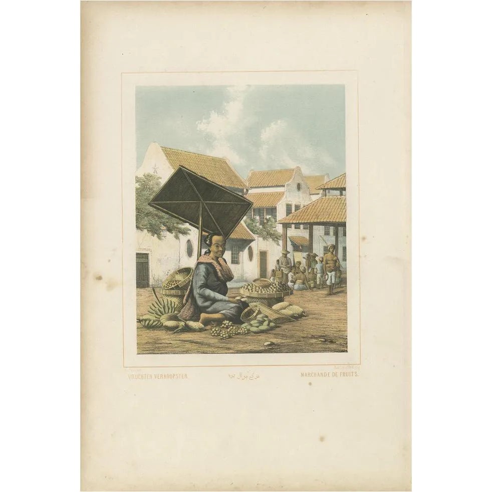 Auguste van Pers, Illustration of a Javanese Woman Selling Fruit in ...
