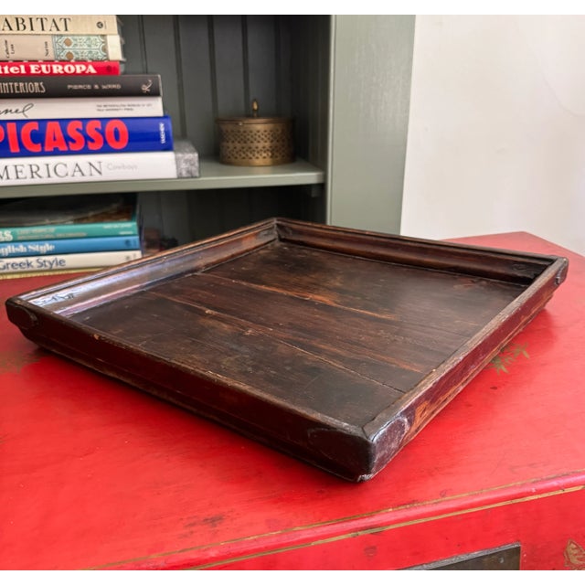 Antique Handmade Rustic Wood Tray | Chairish