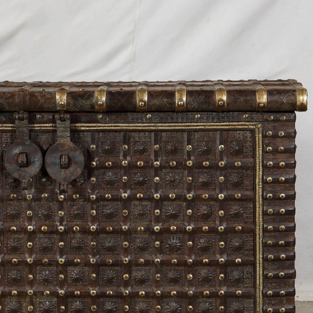 Antique Indian Teakwood Pitara Chest Console | Chairish