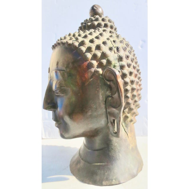 Large Chinese Copper Buddha Head | Chairish
