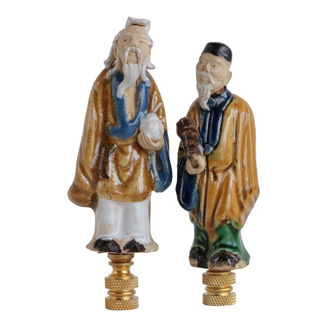 Chinese Figural Lamp Finials - a Pair | Chairish