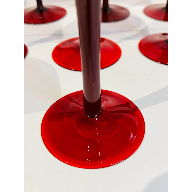 Set of 8 Deep Ruby Red Wine Glasses Water Goblets Stemware | Chairish