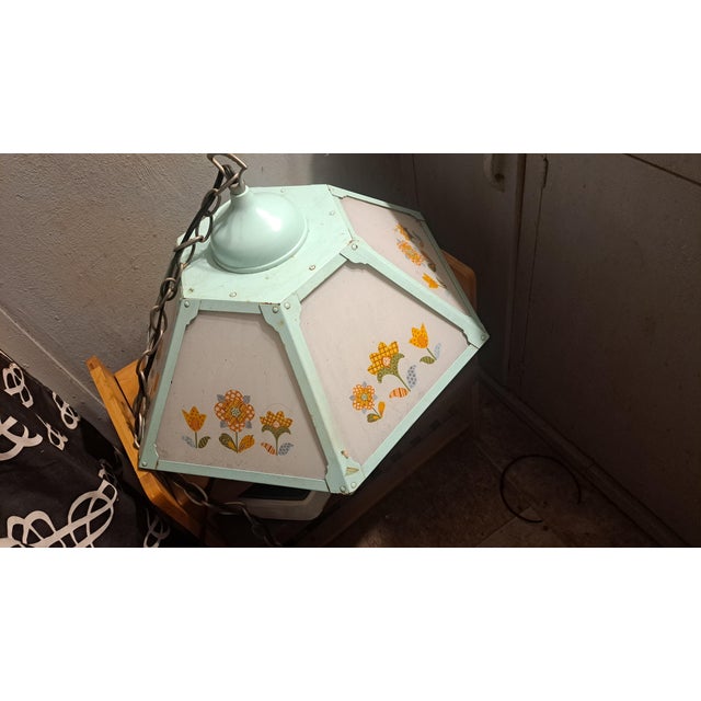 Vintage 1960s Hanging Kitchen Glass Panels Light Fixture 6 Glass Panels ...