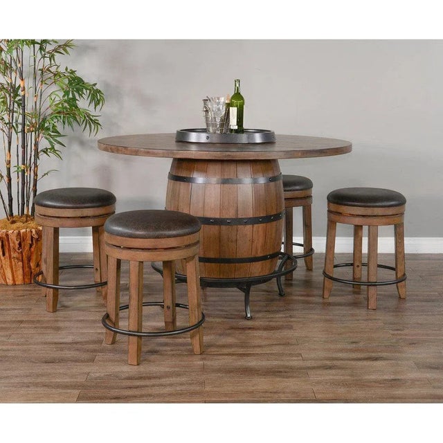 Round Pub Table With Wine Barrel Base | Chairish