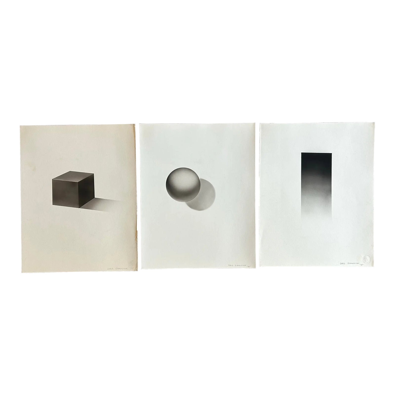 1980’s Original Gray Monochromatic Abstract Airbrush Paintings ~ Group ...