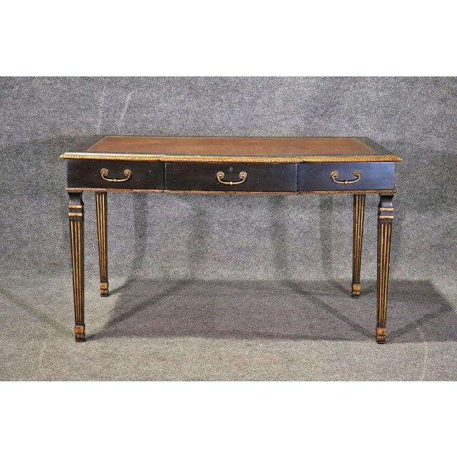 French neoclassical style writing desk with leather top | Chairish