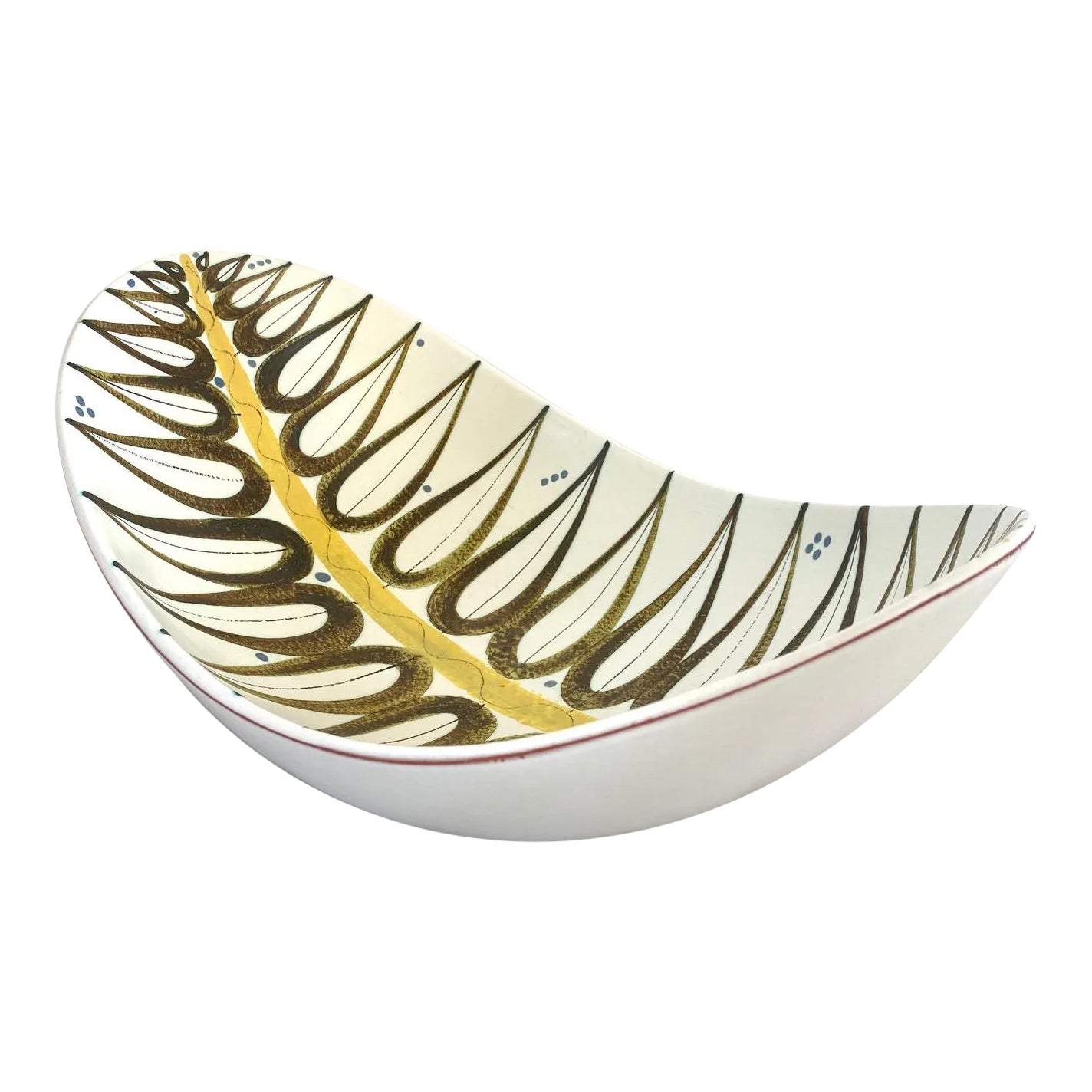 1950s Stig Lindberg for Gustavsberg Freeform Ceramic Leaf Pattern Bowl ...