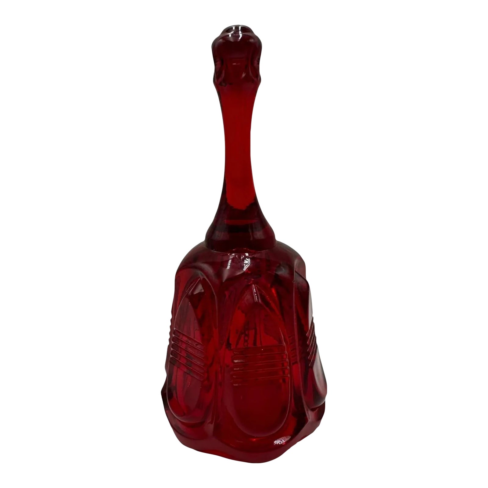 1980s Vintage Fenton Art Glass Ruby Red Barred Oval Bell | Chairish