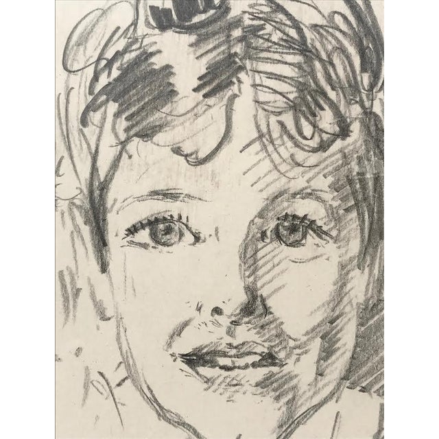 Vintage Drawing of a Young Girl by Robert Whitmore 1943 | Chairish