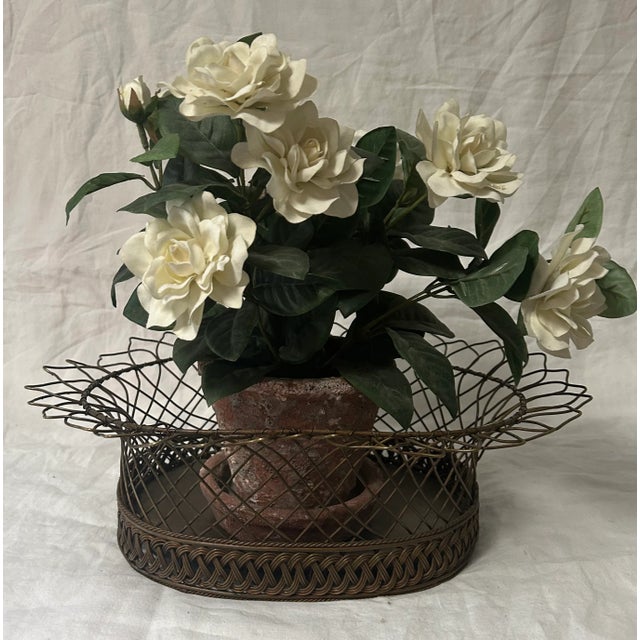 Late 20th Century Large Vintage French Wire Metal Basket Planter | Chairish