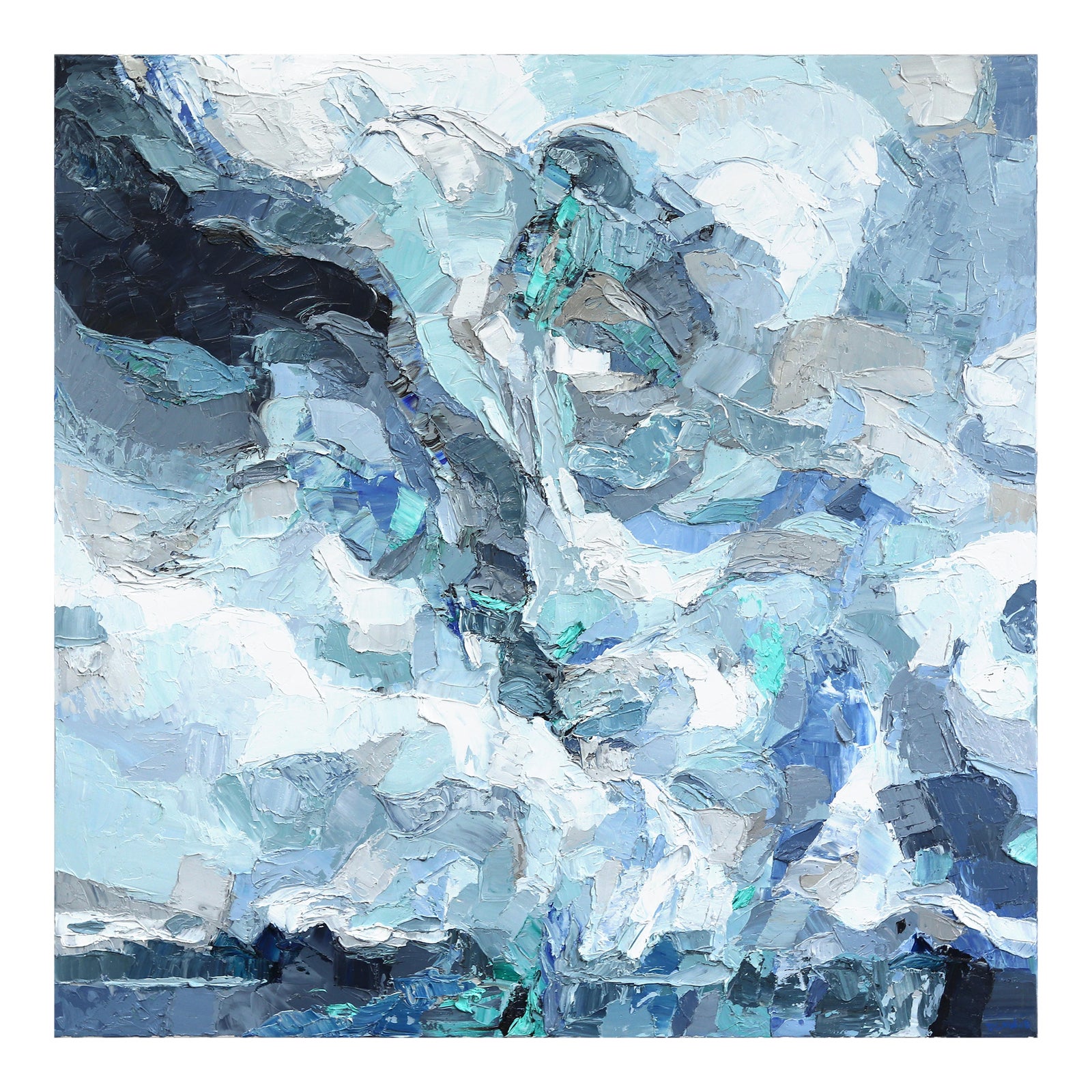 Tumultuous Sky - Cool Tone Abstract Landscape Textural Impasto Painting ...