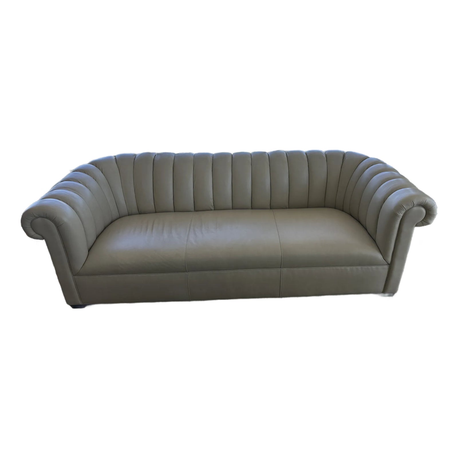 Hancock & Moore Genuine Leather Sofa - Channel Tufted Back With Rolled ...