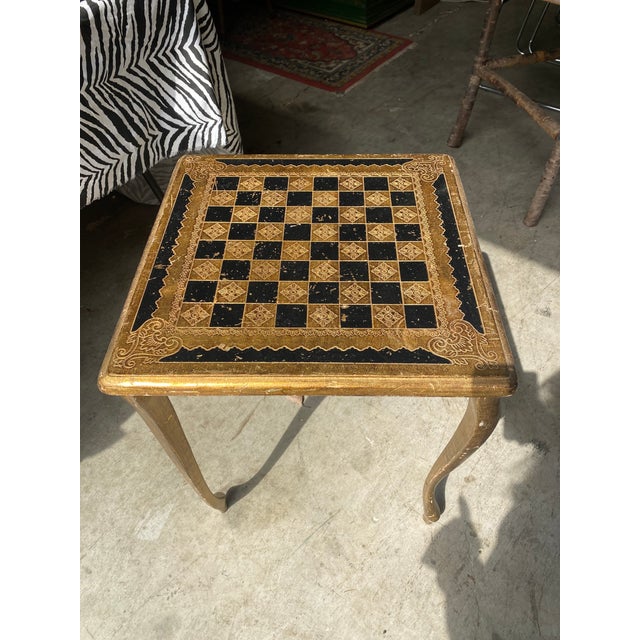 1970s Vintage Florentine Checkered Side Table | Chairish