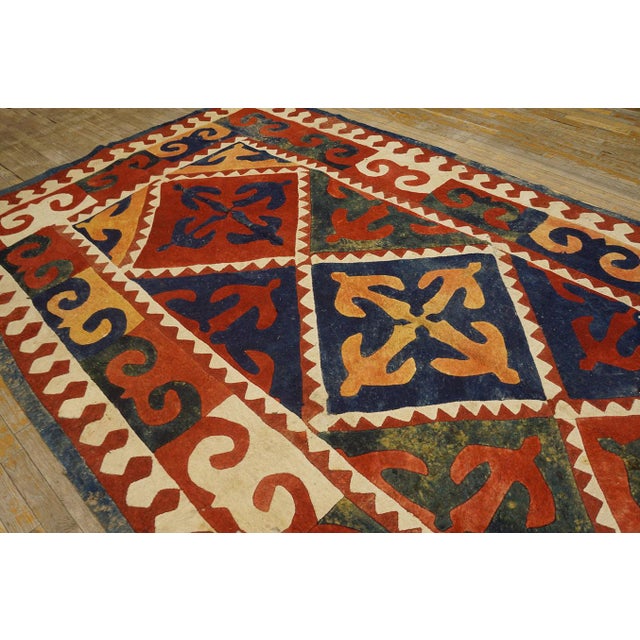Late 19th Century Kirghiz Felt Shyrdak Carpet ( 6' X 12' - 188 X 365 ...