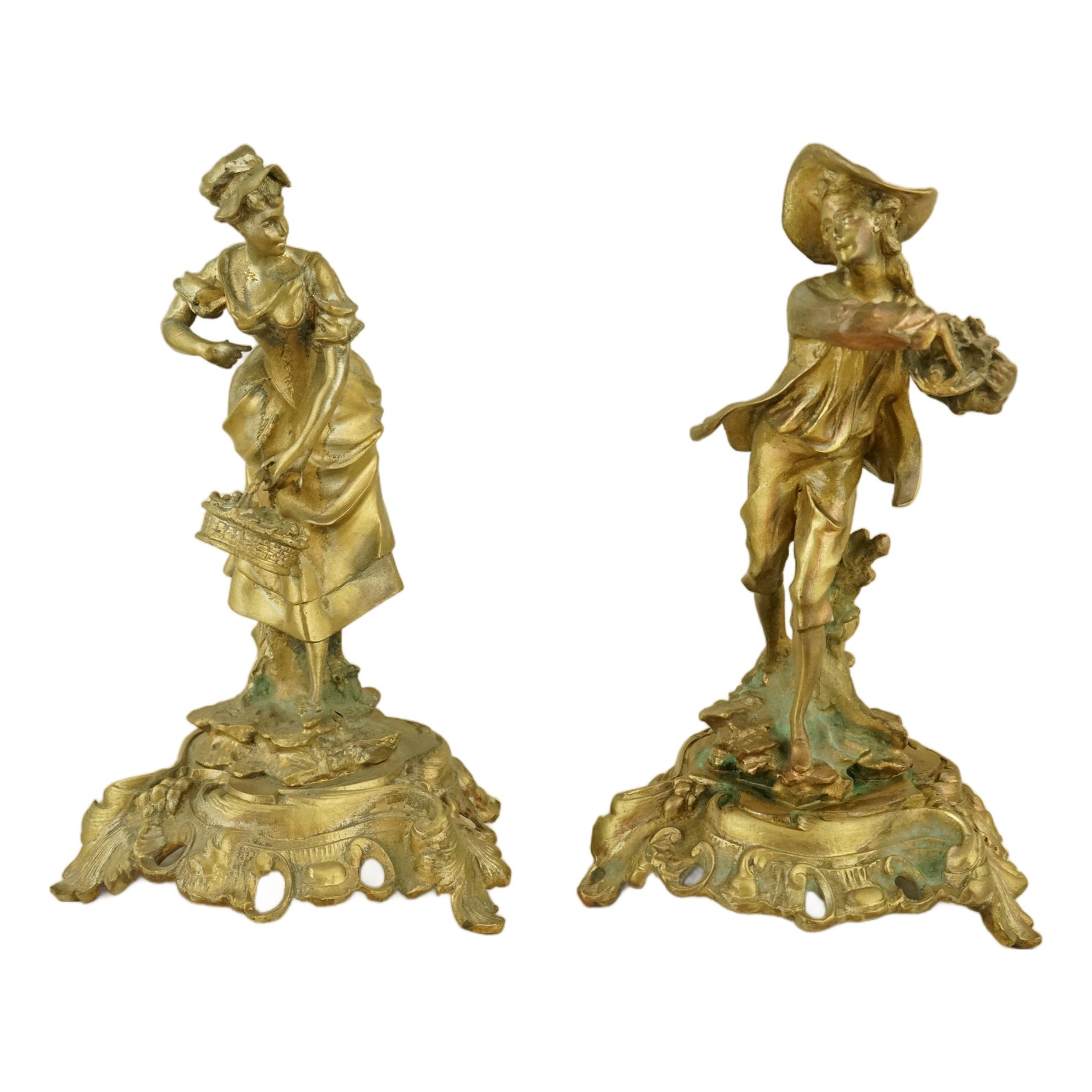 20th Century Mercury-Gilded Bronze Sculptures of Lady and Dandy, France ...