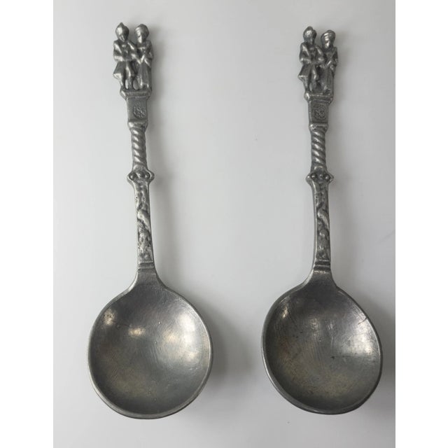18th Century Pair of Dutch Pewter Wedding Spoons With Figures, Dated ...