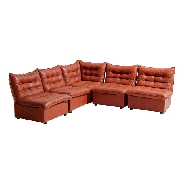 Modular Leather Sofa Set, 1970s, Set of 5 | Chairish
