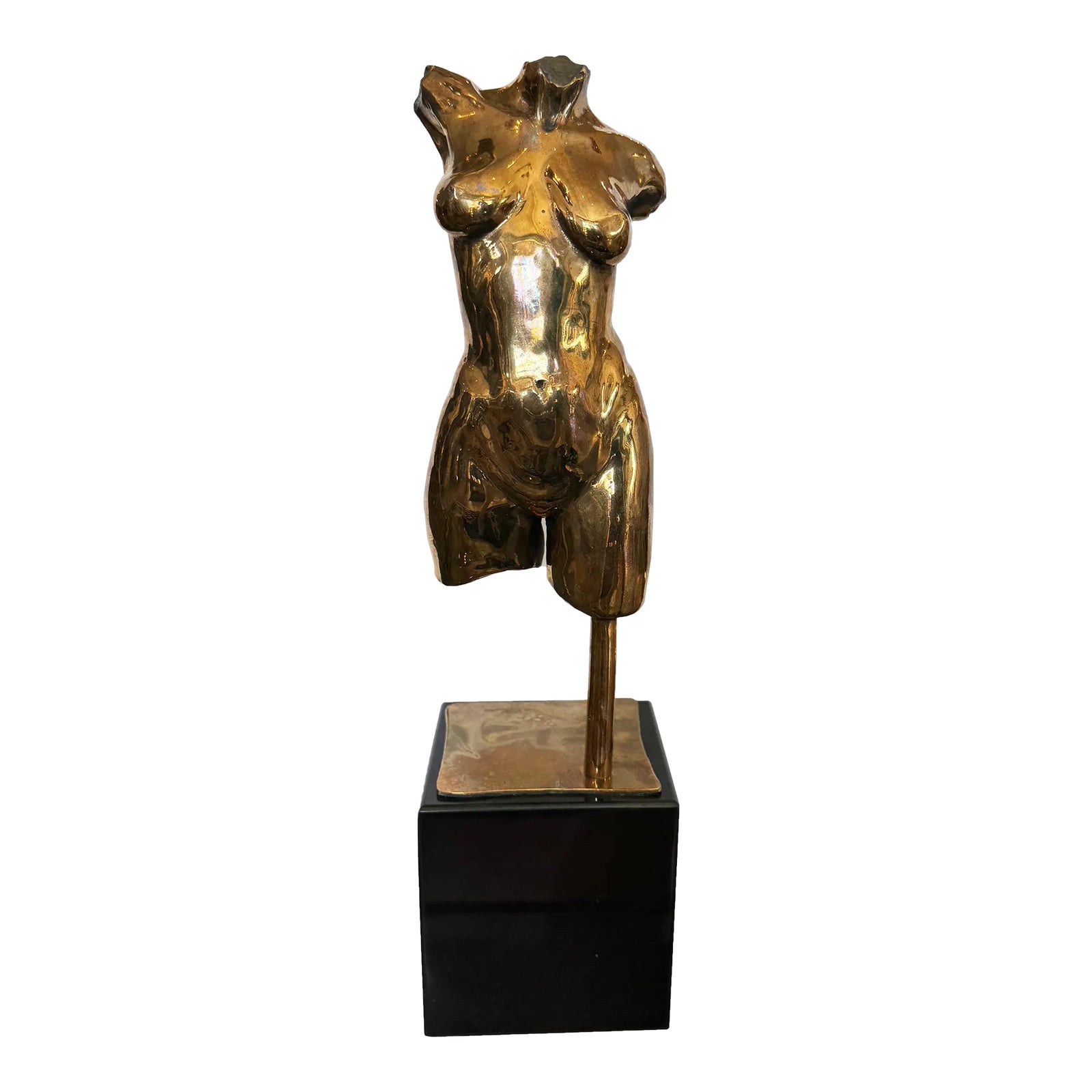 1980s Angie Brass Female Figurative Torso Sculpture | Chairish