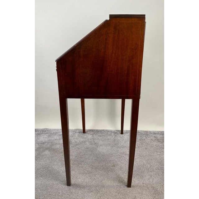 Antique English Edwardian Mahogany Inlaid Secretary Slant Front Desk ...