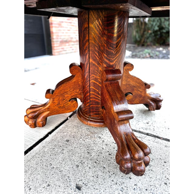 Antique Late 19th Century Tiger Wood Dining Table Claw Feet | Chairish