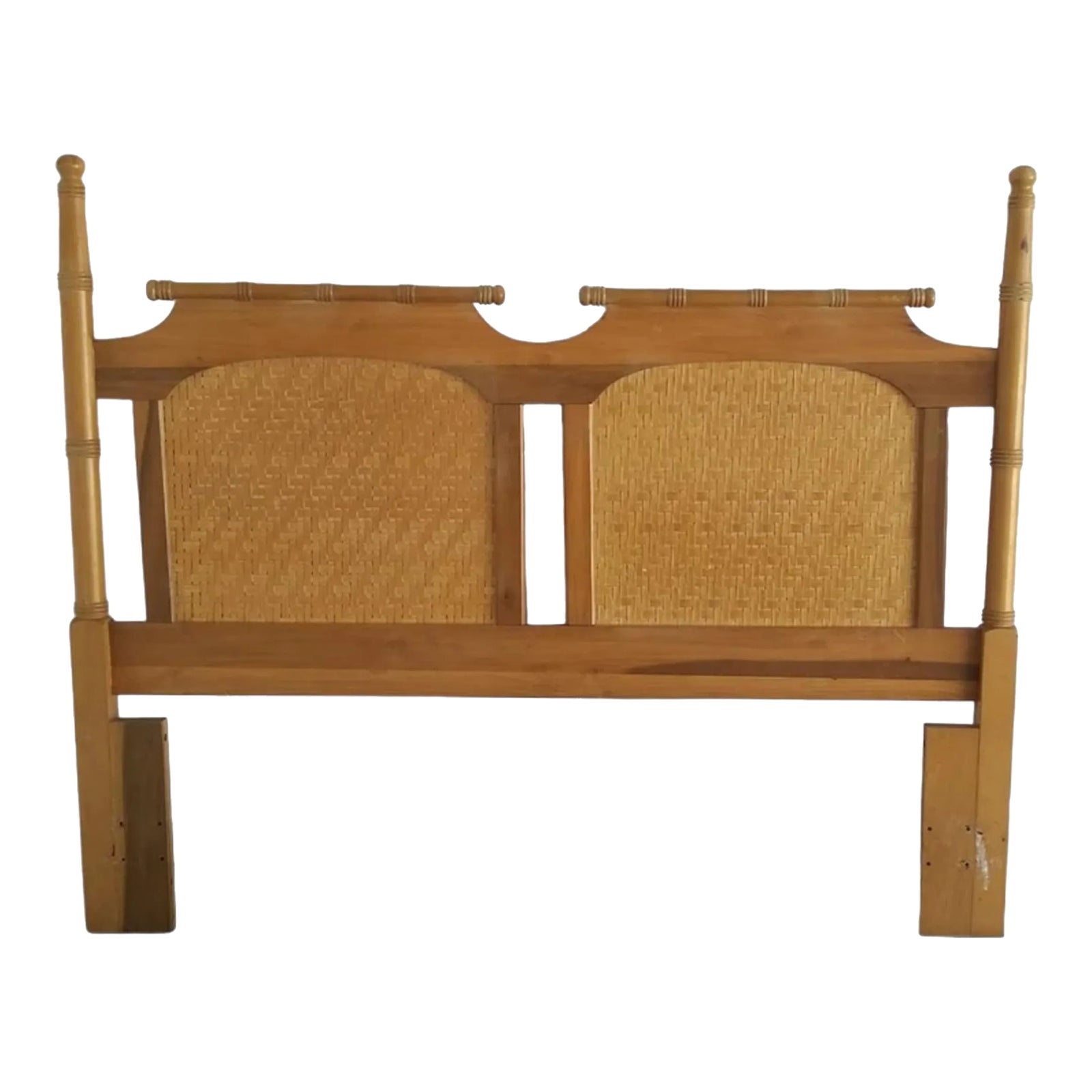 Late 20th Century Mid Century Faux Bamboo Maple Woven Split Reed Panels ...