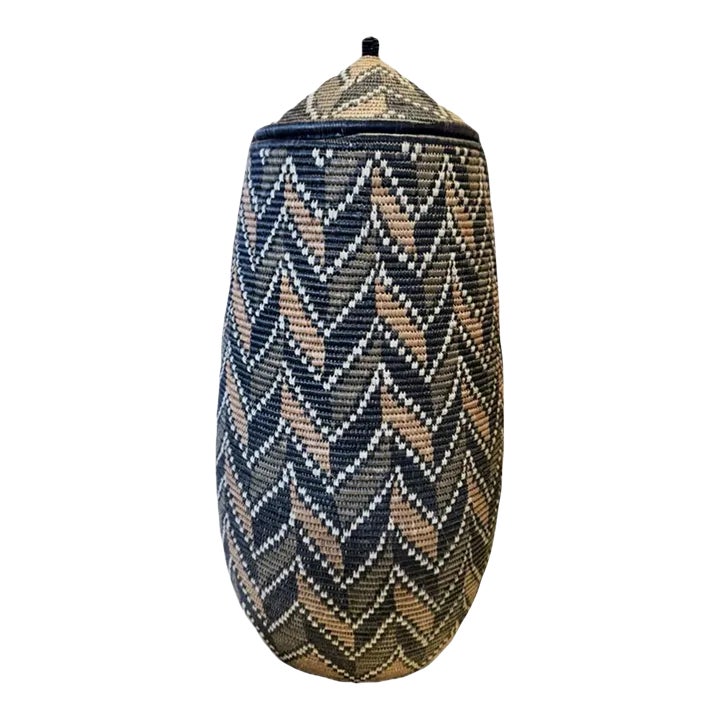 Tall African Zulu Ukhamba Beer Basket – Handwoven Tribal Decor | Chairish