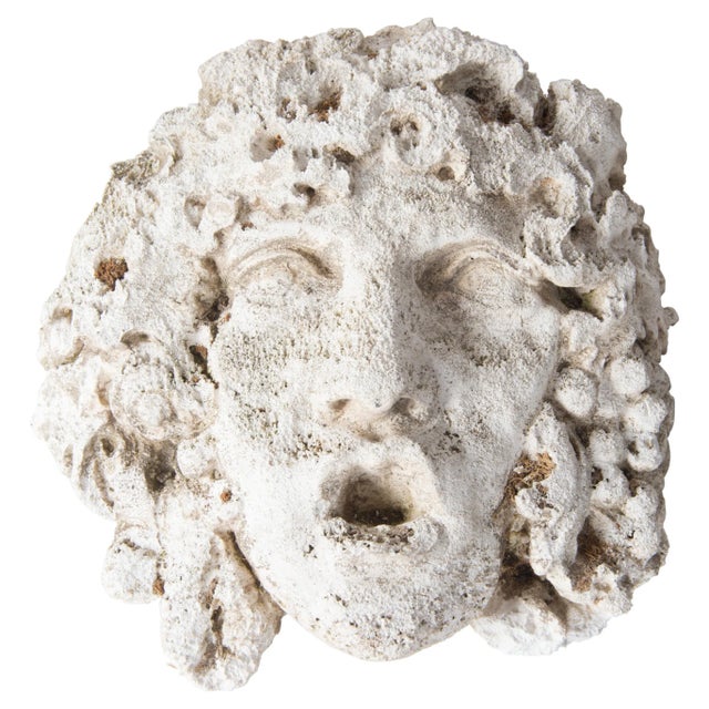 Greek God Cast Stone Garden Wall Ornament | Chairish