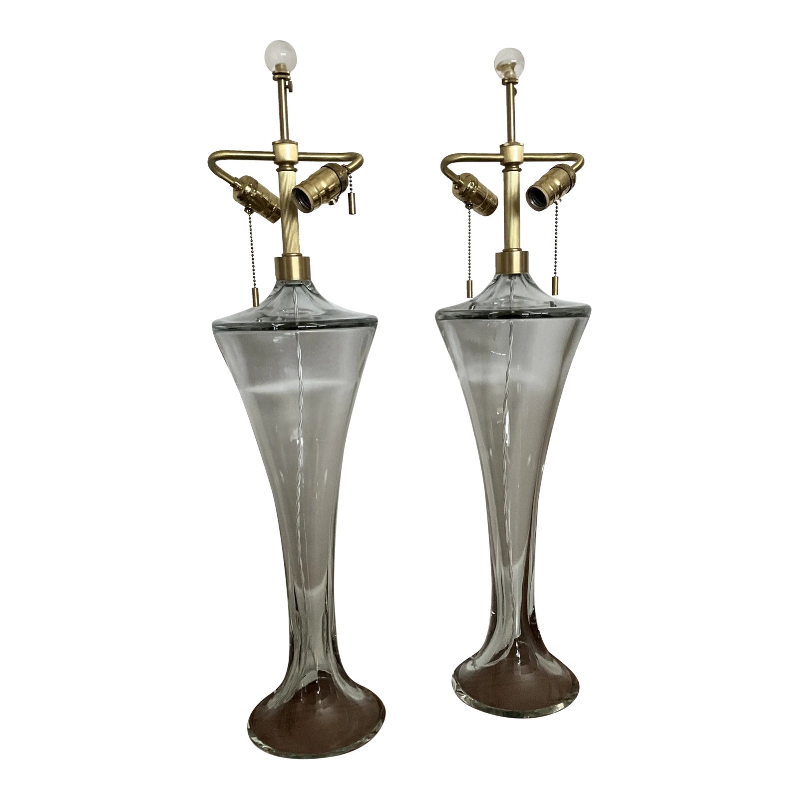 Pair Donghia Athena Alta Lamps in Sheer Gray | Chairish