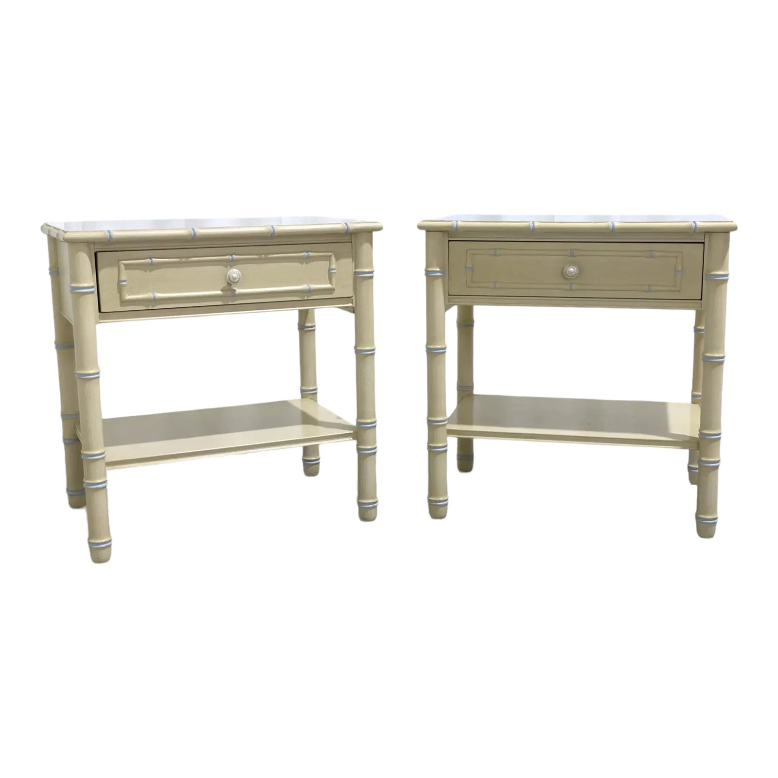 Mid 20th Century Hollywood Regency Bamboo Like End Tables - Pair | Chairish